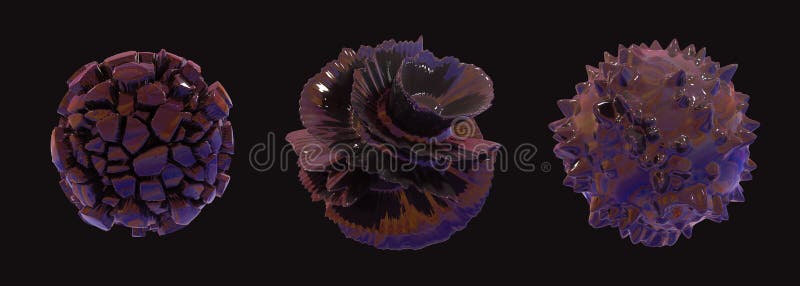 Dark Objects with Oil Slick Texture. Dark Background with Purple ...
