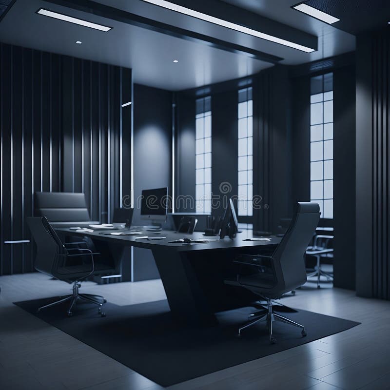 Dark Office, Meeting Room. Generative AI Stock Illustration ...
