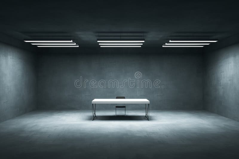 Dark office with workplace stock illustration. Illustration of luxury ...