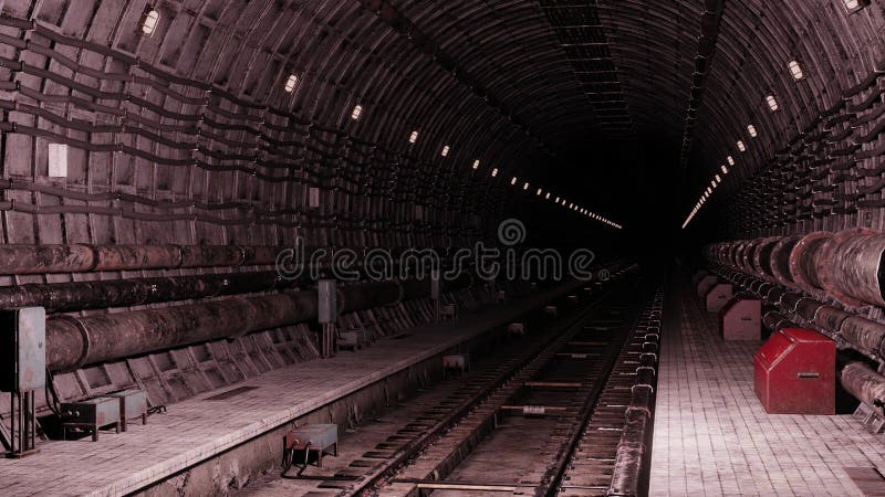 Dark Old Abandoned Metro Subway Tunnel Stock Illustration ...