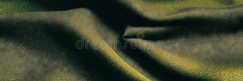 Dark Olive Green Cotton Fabric Featuring Herringbone Weave with ...