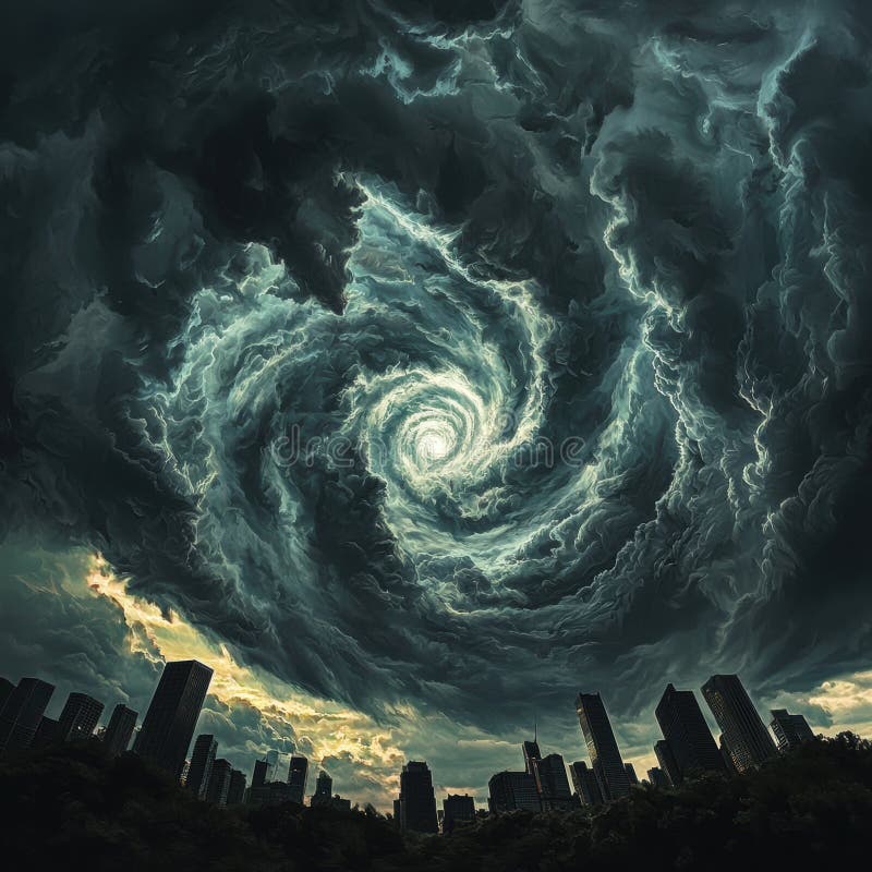 Dark and Ominous Storm Clouds Gathering in the Sky with Lightning ...