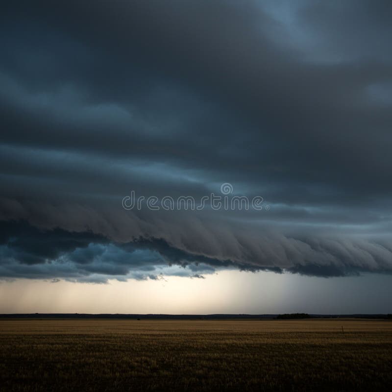 Dark, Ominous Storm Clouds Span the Sky, with Thick, Layered Formations ...