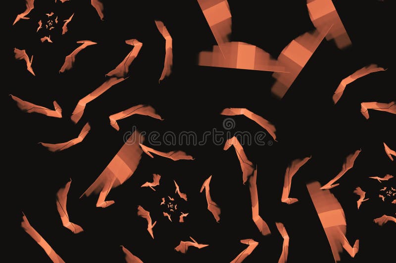 Dark Orange Pattern of Curved Shapes on a Black Background. Stock ...