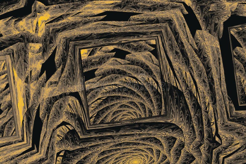 Dark Orange Pattern of Curved Shapes and Waves on a Black Background ...