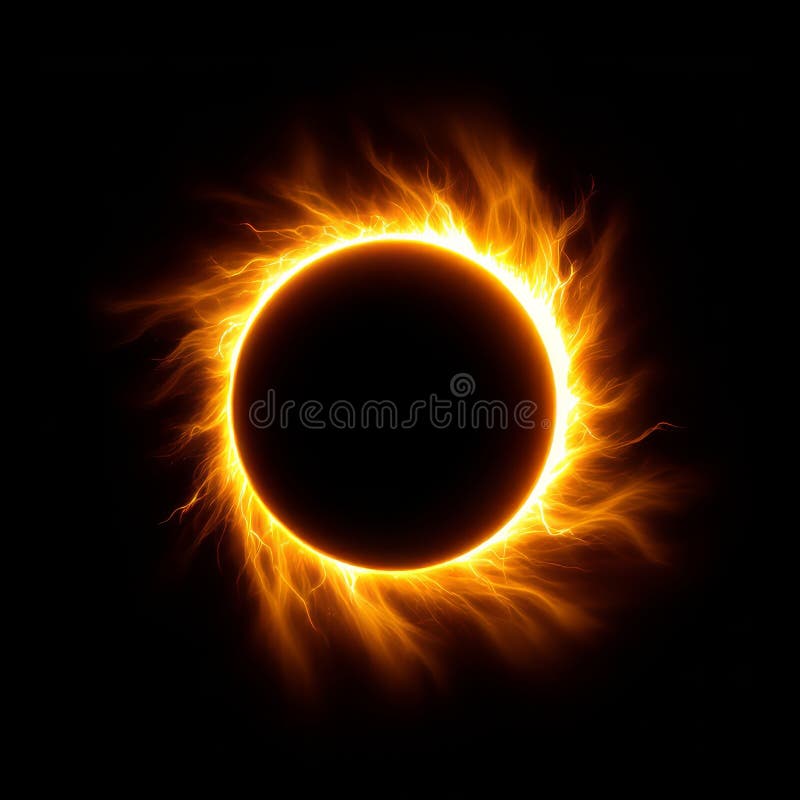 Glowing Ring of Fire Abstract Design with Dark Inner Circle Stock ...