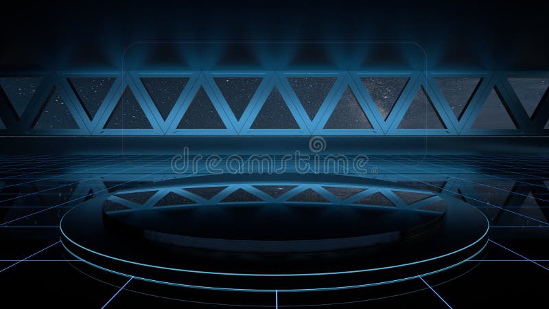 Dark Outer Space Room with Empty Stage, 3d Rendering Stock Video ...
