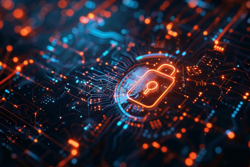 Dark Outline of Cybersecurity Strategies. Stock Illustration ...