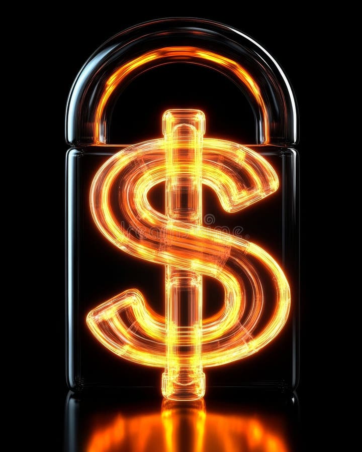 A Dark Padlock Featuring a Glowing Dollar Sign, Indicating Secure ...