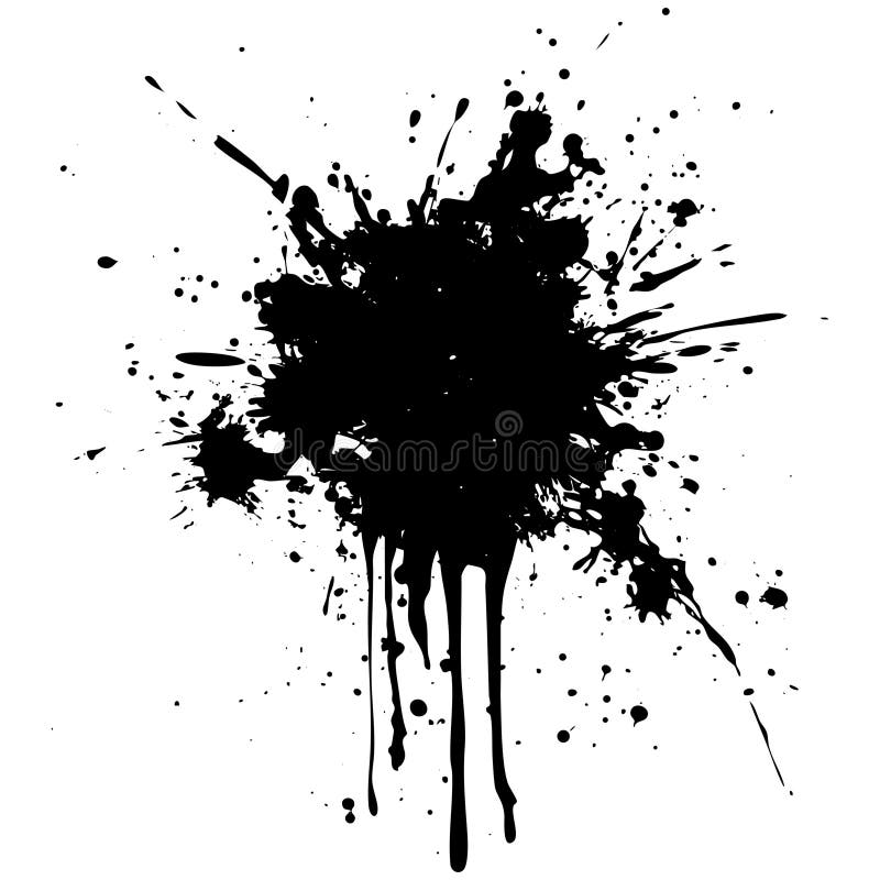 Dark Paint Splatter Creates Dramatic Artistic Effect on White ...