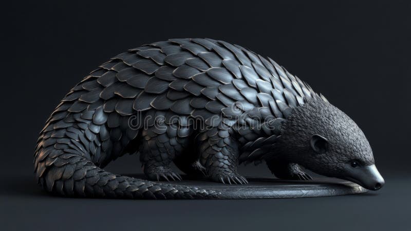 Dark Pangolin 3D Render: Detailed Scale Texture Stock Illustration ...