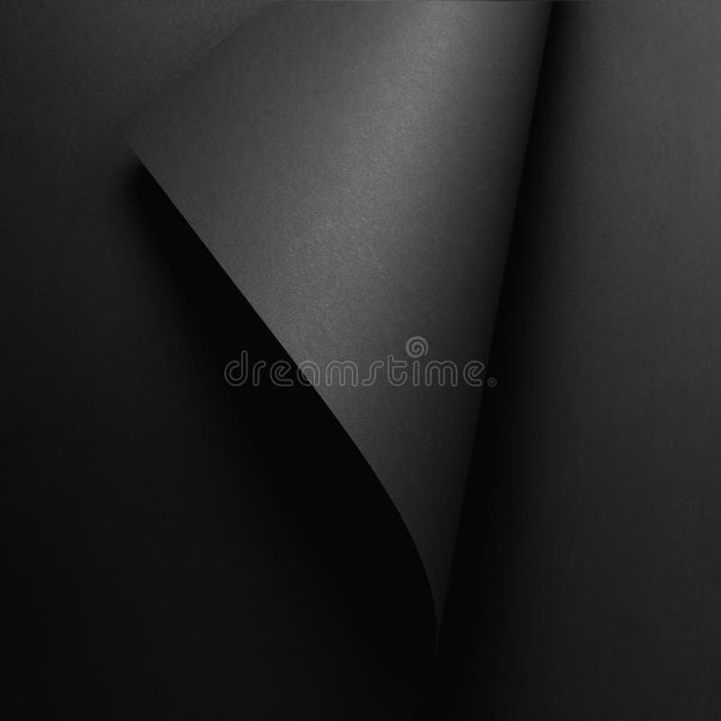 Dark Abstract Background With Black Rolled Paper Sheet Stock Photo ...