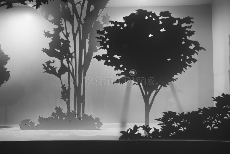 Dark Paper Tree on Gray Background Stock Illustration - Illustration of ...