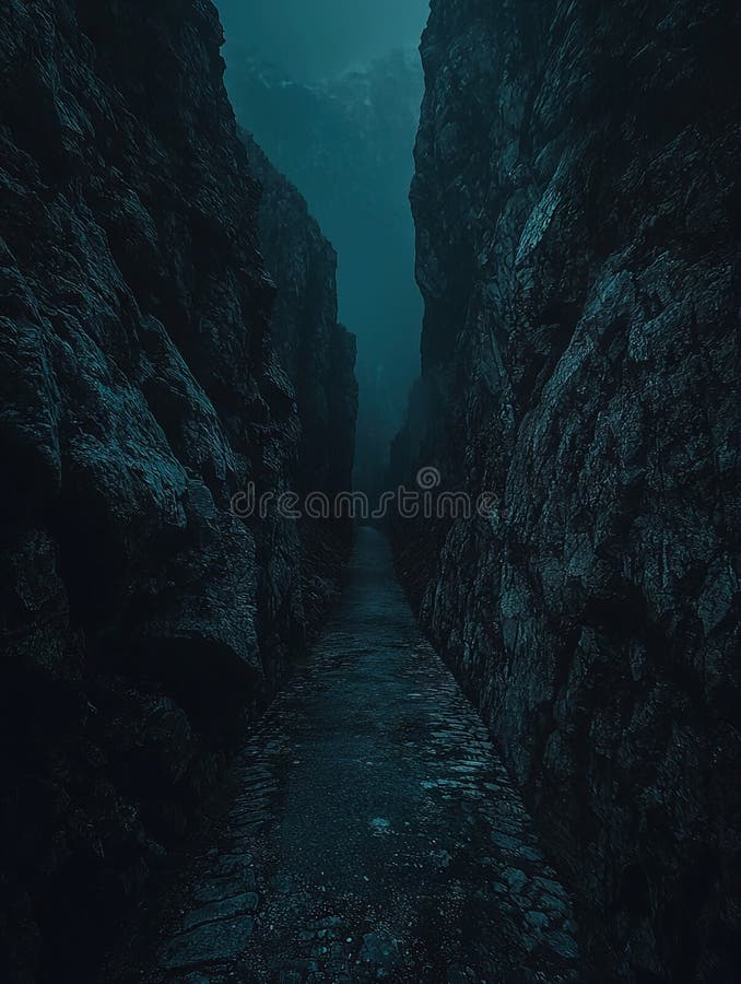 A Dark Path in the Middle of a Dark Mountain Valley Stock Image - Image ...