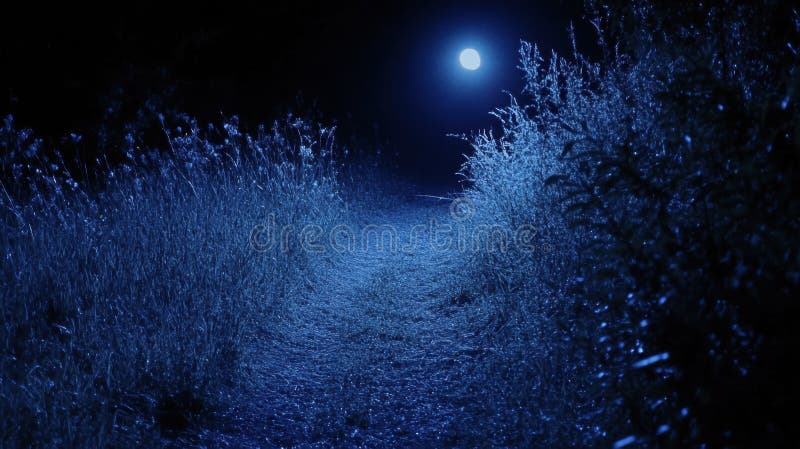 A Dark Path with a Moon in the Sky Stock Photo - Image of outdoor ...
