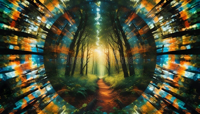 A Dark Pathway with Trees in the Background and a Bright Sun Shining ...