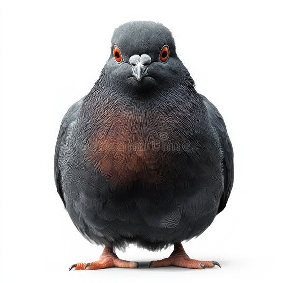 Dark Pigeon Front View Isolated White Background Stock Illustration ...