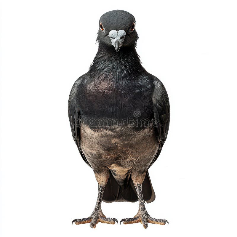 Dark Pigeon Isolated White Background Front View Stock Illustration ...