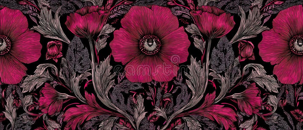 Dark Pink Flower Pattern Seamless Texture Background Stock Illustration ...