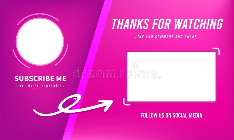 Dark Pink Gradient End Screen. Thanks for Watching Stock Vector ...
