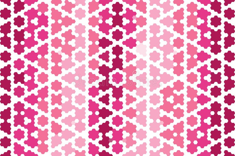 Dark Pink Hexagonal Mosaic with Geometric Floral Hexagonal Tile Design ...