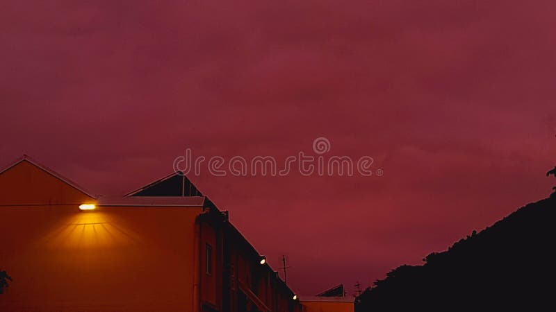 Dark Pink Sky with Batiment Stock Image - Image of dark, sunrise: 243741935