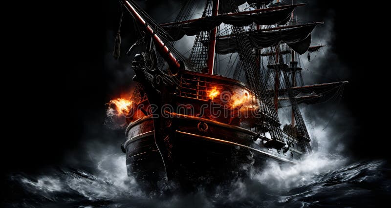 Dark Pirate Ship Wallpaper Desktop Computer Desktop Wallpapers Stock Illustration - Illustration ...