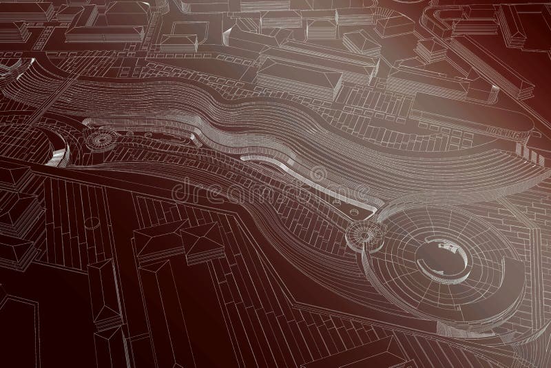 Dark Plan Modern City Top View Stock Illustration - Illustration of ...