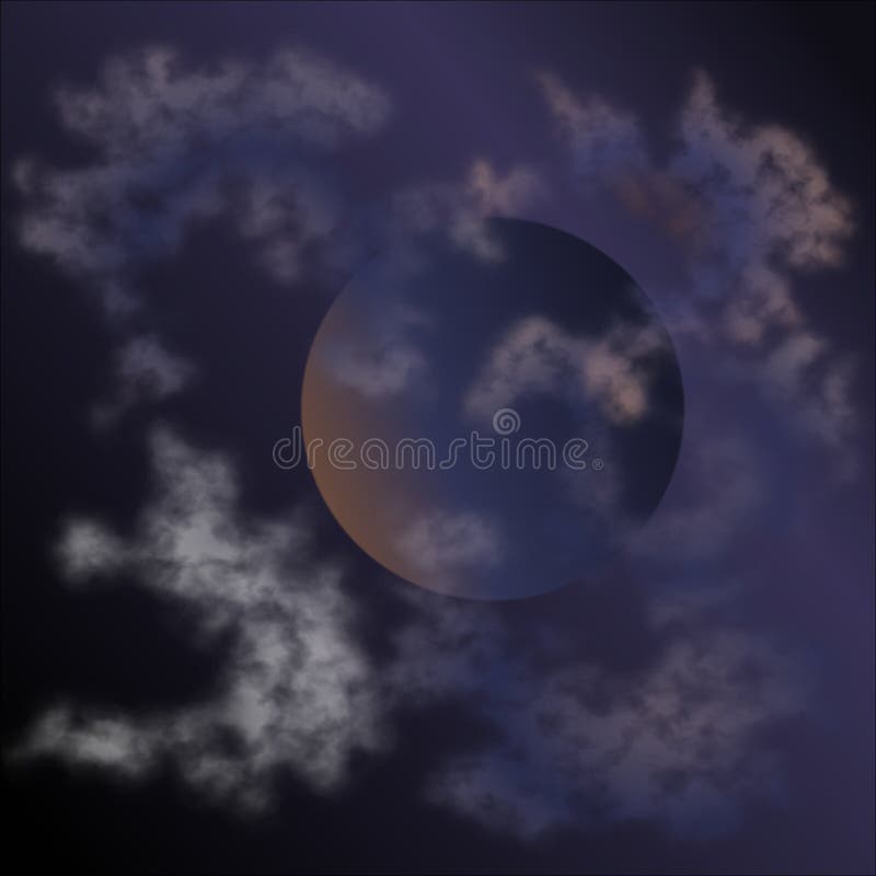 Dark Planet in a Brooding Sky Stock Illustration - Illustration of ...