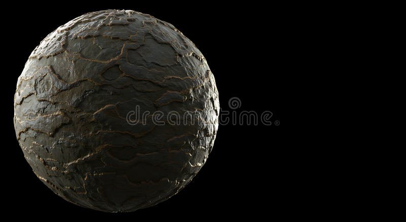 Dark Planet: a 3D Render of a Rocky Sphere Stock Illustration ...