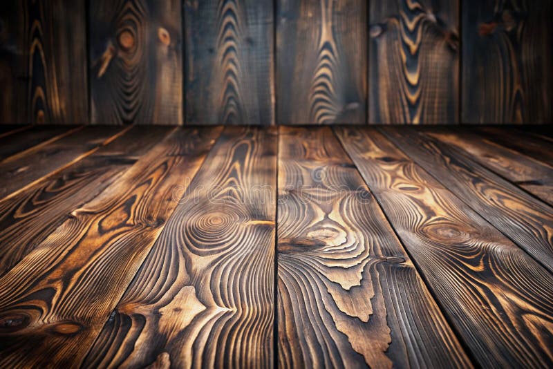 Dark Plank Wood Floor Texture Perspective Background Stock Illustration ...