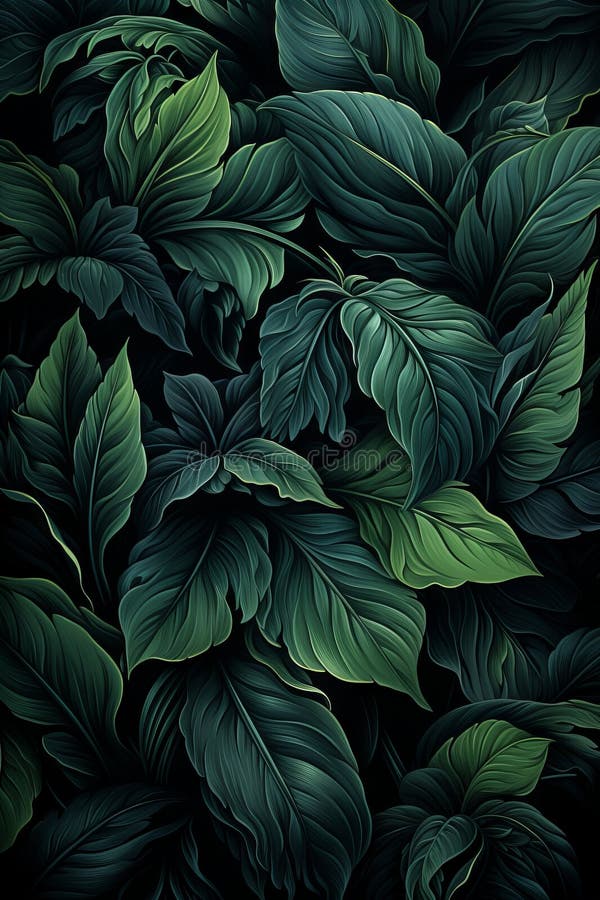 Dark Plant Backdrop, Created with Generative AI Stock Illustration ...