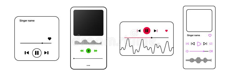 Dark Player for Playlist and Playback Control with Modern Design. Stock ...