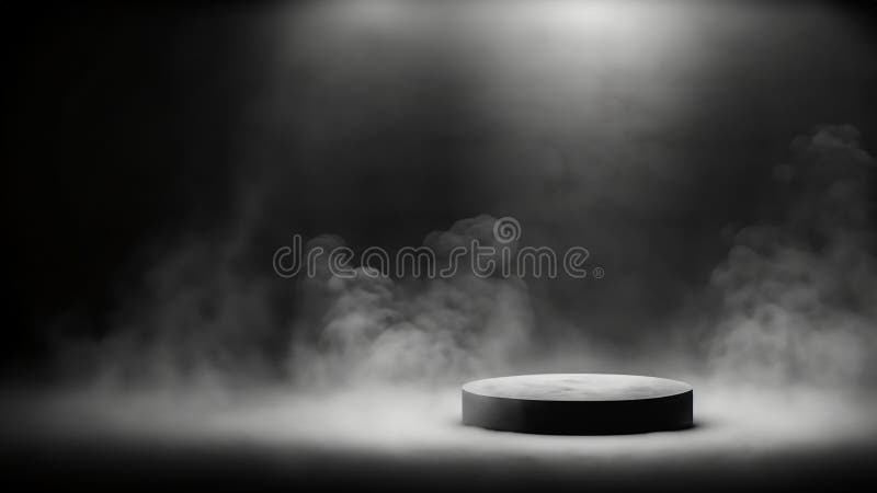 Dark Podium, Smoke Backdrop, Abstract Stage, Fog Spotlight. Dramatic ...