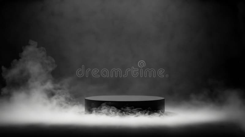 Dark Podium, Smoke Backdrop, Abstract Stage, Fog Spotlight. Dramatic ...