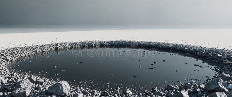 Dark Pool of Liquid Surrounded by Crushed Rock Debris Stock Image ...