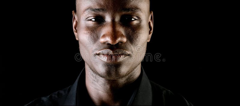 Dark Portrait of an African Serious Man Stock Image - Image of closeup ...
