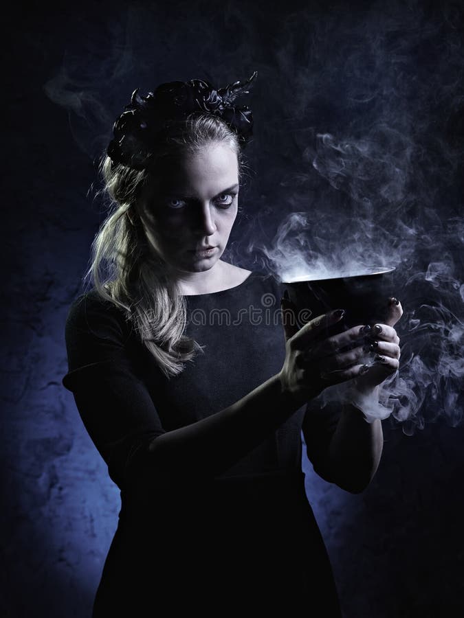 Dark Portrait of Evil Witch in Smoke Stock Photo - Image of fear ...