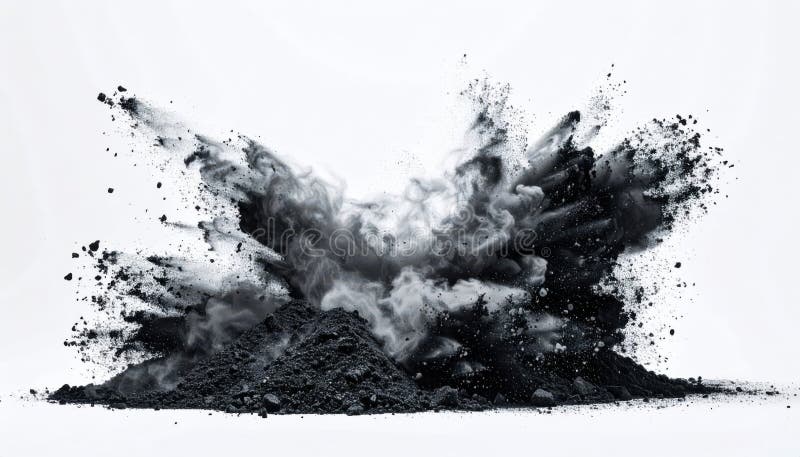 Dark Powder Explosion Effect, Coal Dust Spreading in Perfect Formation ...
