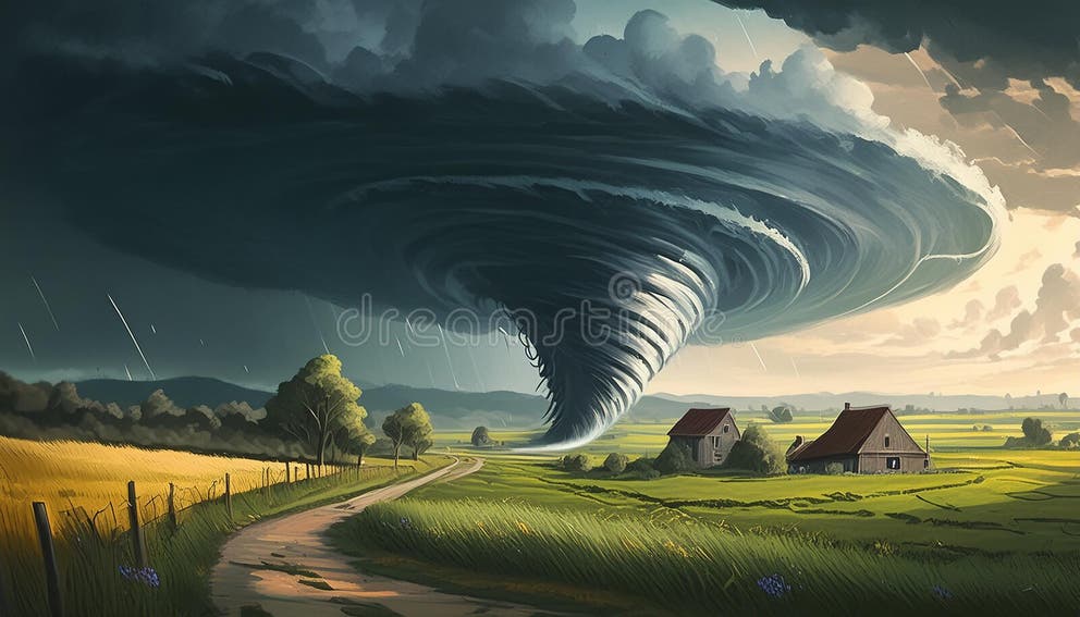 A Dark and Powerful Tornado Storm Was Foreboding on the Country Side ...