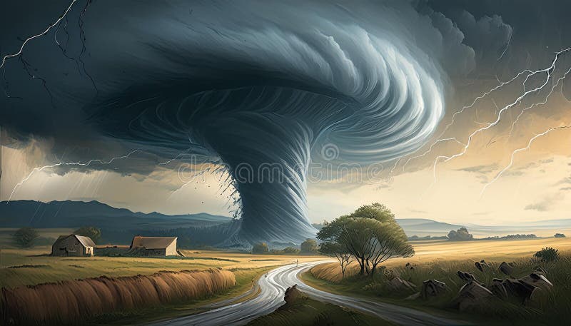 A Dark and Powerful Tornado Storm Was Foreboding on the Country Side ...