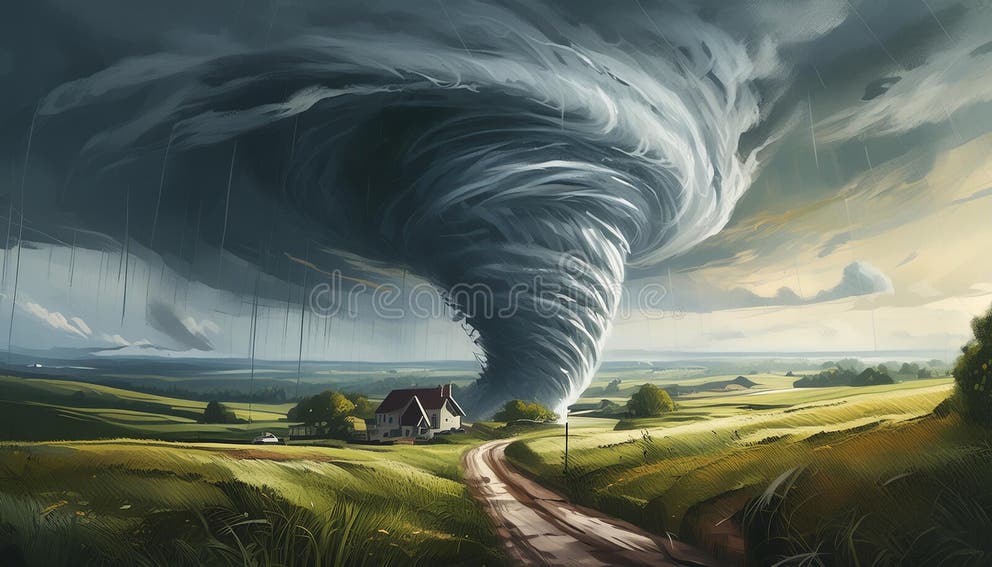 A Dark and Powerful Tornado Storm Was Foreboding on the Country Side ...