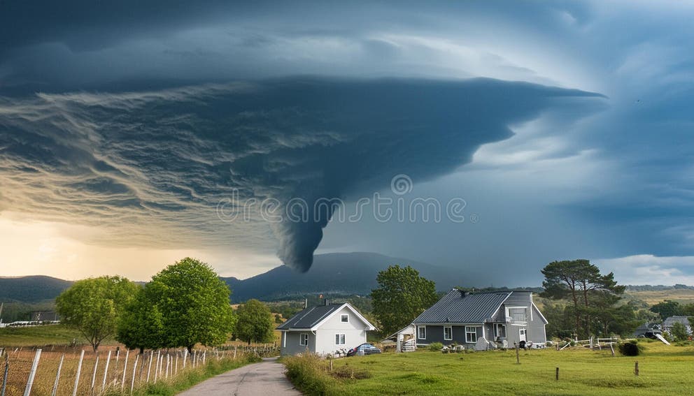 A Dark and Powerful Tornado Storm Was Foreboding on the Country Side ...