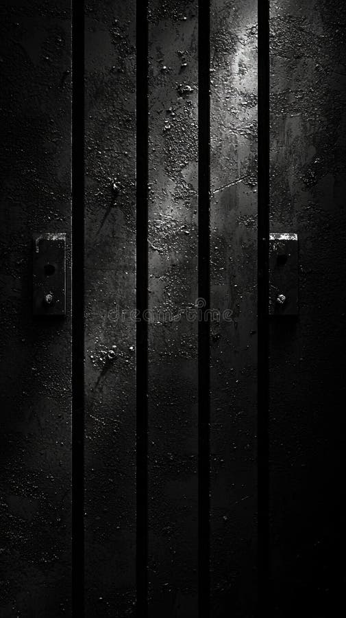 Dark Prison Bars with Textured Metal Surface in Low Light Stock Image ...