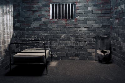 Dark prison cell at night stock photo. Image of brick - 16387446