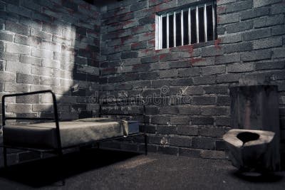 Dark prison cell at night stock photo. Image of brickwalls - 16387570