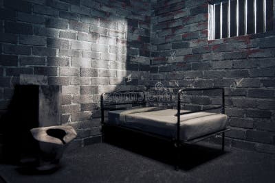 Dark prison cell at night stock image. Image of bunk - 16387893
