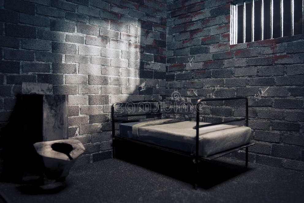 Dark prison cell at night stock image. Image of bunk - 16387893