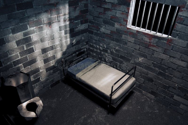 Dark prison cell at night stock photo. Image of brick - 16387446