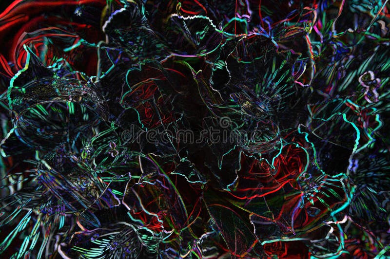Dark Psychedelic Background, Chaotic Elements on a Black Background ... Dark Psychedelic Background, Chaotic Elements on a Black Background ...